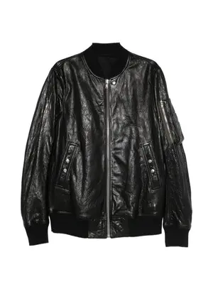 Rick Owens Leather Bomber Jacket - Black