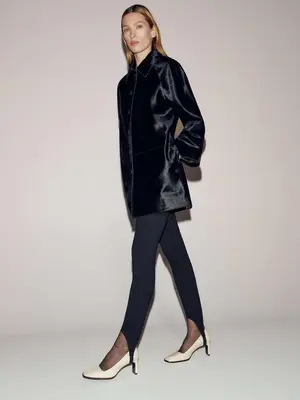 REFORMATION Veda Celine Calfhair Leather Jacket - Black