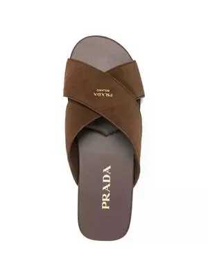 Prada Suede Criss-cross Slides