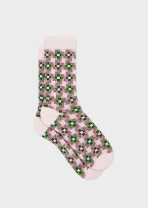 Paul Smith Geo Tile Cotton-blend Crew Socks - Pink