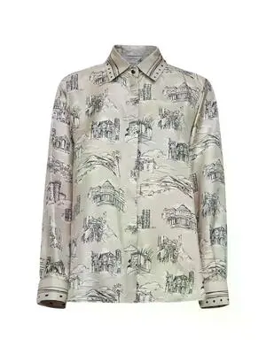 Max Mara Architectural-motif Shirt - Neutrals