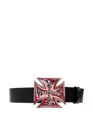 Vetements Cross-buckle Leather Belt - Black