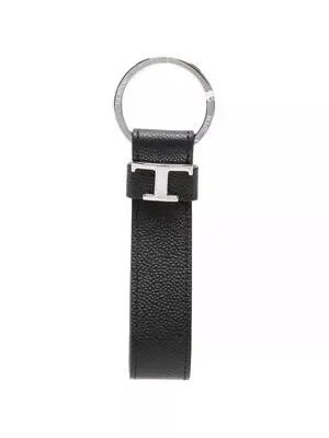 TOD'S Logo Leather Keyring - Black