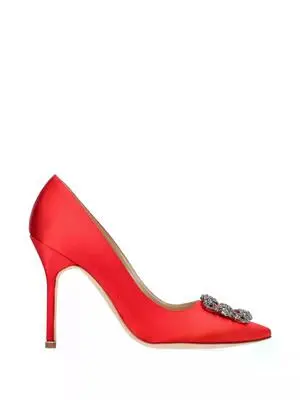 Manolo Blahnik Red Satin Heels