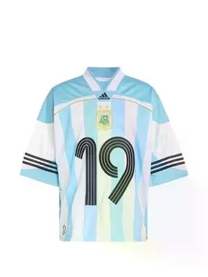 Adidas Striped V-neck T-shirt - Blue