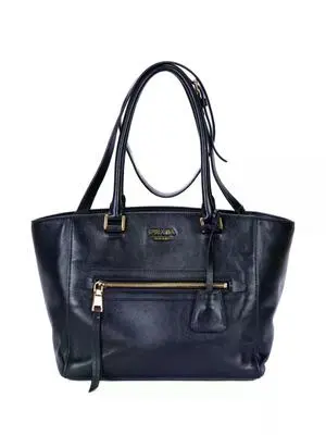 Prada Glace Twin Pocket Leather Tote Bag