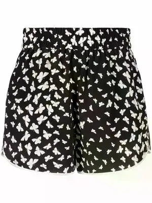 Red Valentino Butterfly-print Silk Shorts