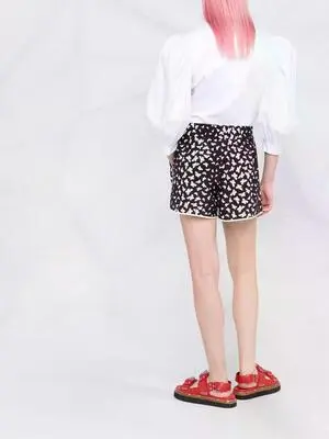Red Valentino Butterfly-print Silk Shorts