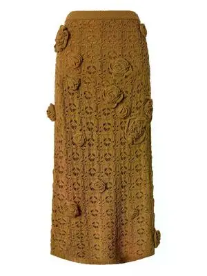 Pinko Rose Crochet Midi Skirt