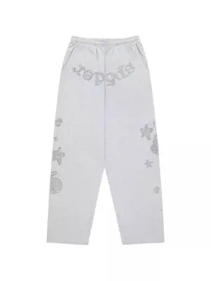 SP5DER Rhinestone Wide-leg Track Pants - Grey