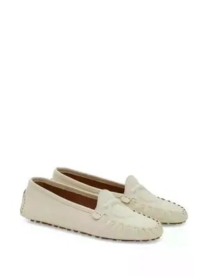 FERRAGAMO Gancini Driver Loafers - Neutrals