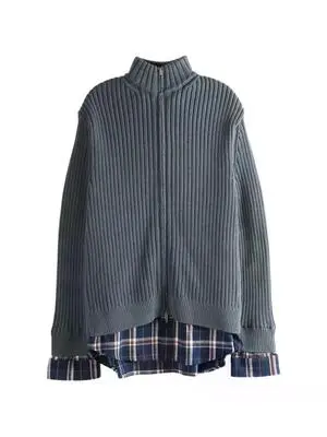 Balenciaga Ribbed Knit Zip-up Cardigan - Blue