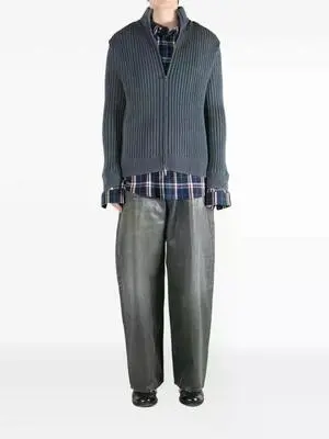 Balenciaga Ribbed Knit Zip-up Cardigan