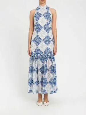 TWINSET Floral Diamond Raffia Dress