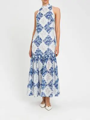 TWINSET Floral Diamond Raffia Dress