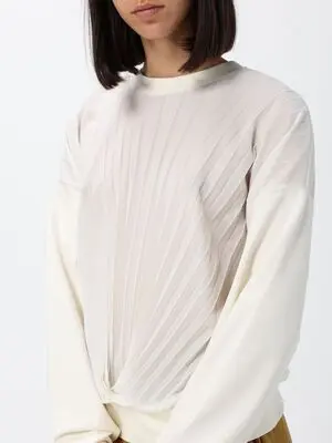 TWINSET Pleated Viscose Blend Sweatshirt With Dropped Shoulders - White