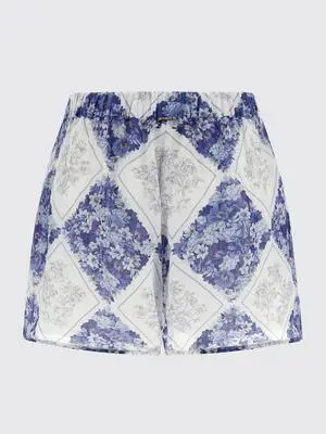 TWINSET Floral Raffia And Cotton Shorts