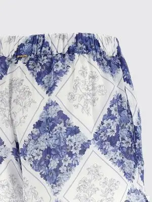TWINSET Floral Raffia And Cotton Shorts
