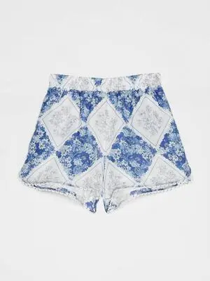 TWINSET Floral Raffia And Cotton Shorts