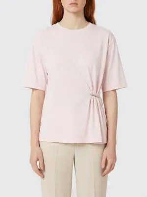 TWINSET Draped Cotton T-shirt With Metal Plaque Detail - Pink