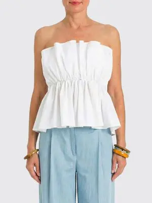 TWINSET Ruched Cotton Top - White