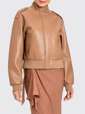 TWINSET Faux Leather Bomber Jacket