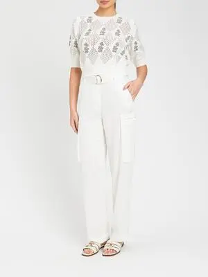 TWINSET Cotton Knit Top With Floral Motif