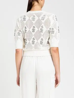 TWINSET Cotton Knit Top With Floral Motif