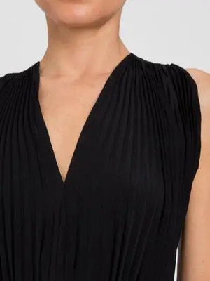 TWINSET Pleated V-neck Midi Dress