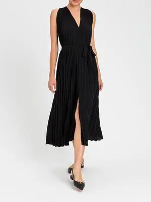 TWINSET Pleated V-neck Midi Dress