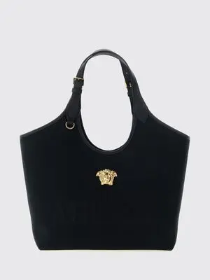 Versace La Medusa Cotton Canvas Tote Bag - Black