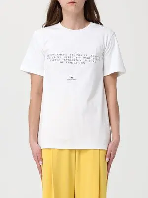 Elisabetta Franchi Cotton Slogan T-shirt - White