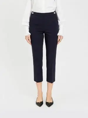 TWINSET Cropped Fit Trousers In Viscose Blend - Blue