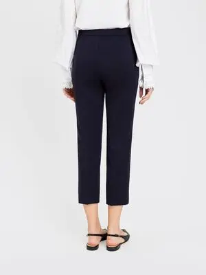 TWINSET Cropped Fit Trousers In Viscose Blend - Blue