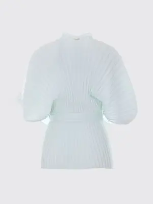 TWINSET Pleated Crêpe Shirt With Mandarin Collar - Water
