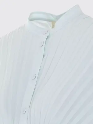 TWINSET Pleated Crêpe Shirt With Mandarin Collar - Water