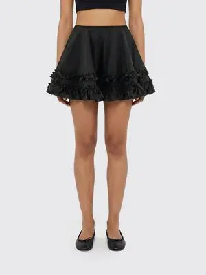GANNI Crêpe Mini Skirt With Ruffles - Black