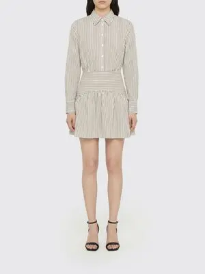 Staud Striped Cotton Blend Mini Shirt Dress - White