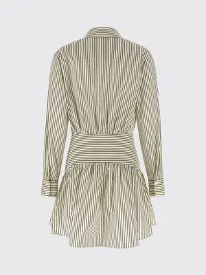 Staud Striped Cotton Blend Mini Shirt Dress - White