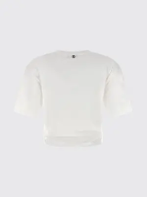 Rabanne Cropped Slogan Print T-shirt With Metal Ring Detail - White
