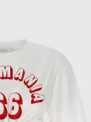 Rabanne Cropped Slogan Print T-shirt With Metal Ring Detail - White