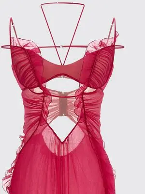 NENSI DOJAKA Cut-out Silk Maxi Dress - Fuchsia