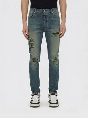 Amiri Distressed Logo Jeans - Blue