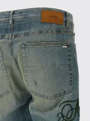 Amiri Distressed Logo Jeans - Blue