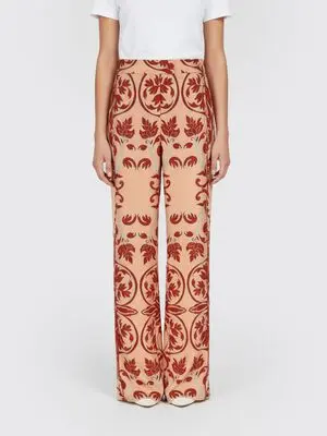 F.R.S FOR RESTLESS SLEEPERS Ethnic Print Silk Palazzo Trousers - Pink