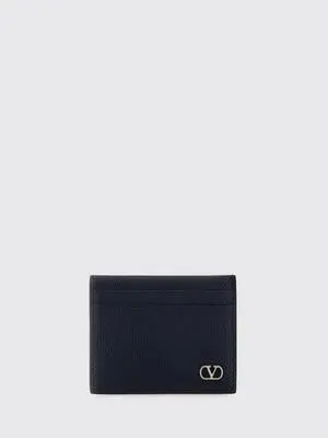 Valentino Garavani Vlogo Signature Grained Leather Credit Card Holder - Marine