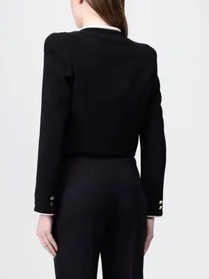Elisabetta Franchi Cropped Jacket With Contrast Piping - Black