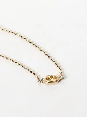Valentino Garavani Ovalette Brass Bracelet With Swarovski Crystal Vlogo - Gold