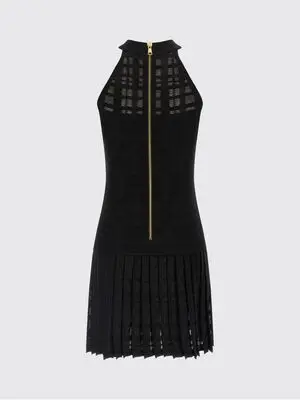 Balmain Halterneck Pleated Dress - Black