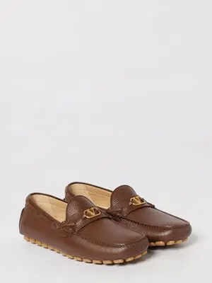 Valentino Garavani Grained Leather Driver Loafers - Brown